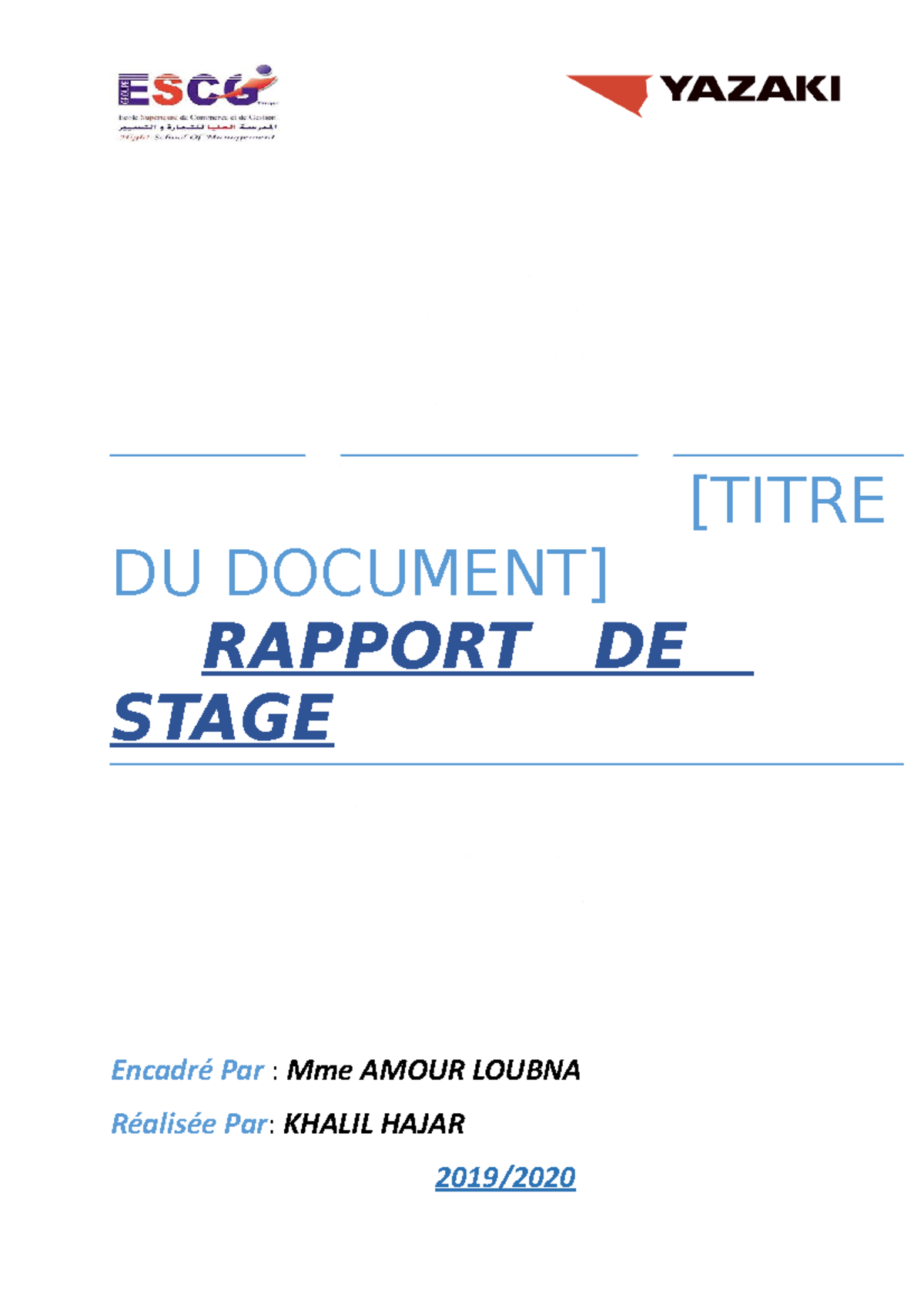 Rapport de Stage hajar khalil - [TITRE DU DOCUMENT] RAPPORT DE STAGE ...