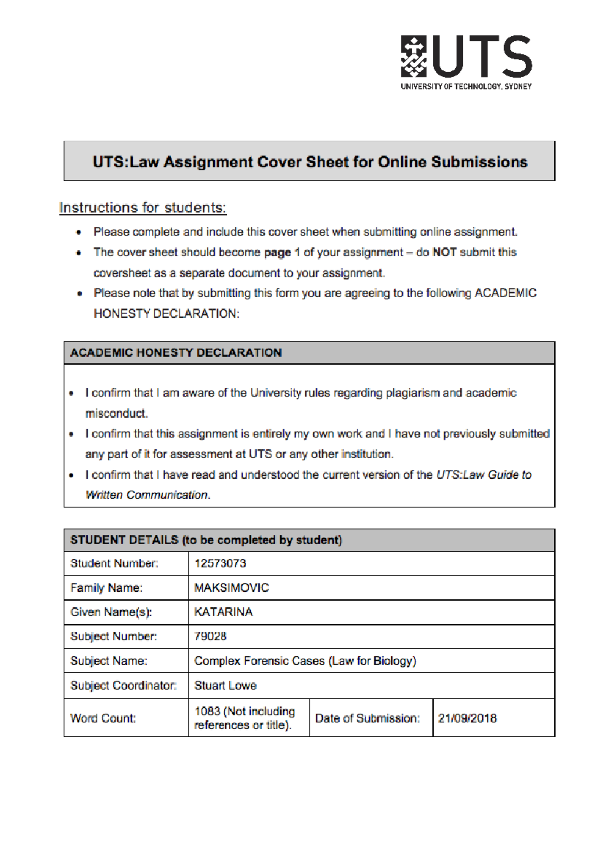 Case Note for Complex forensic cases (law for biology) - Katarina ...