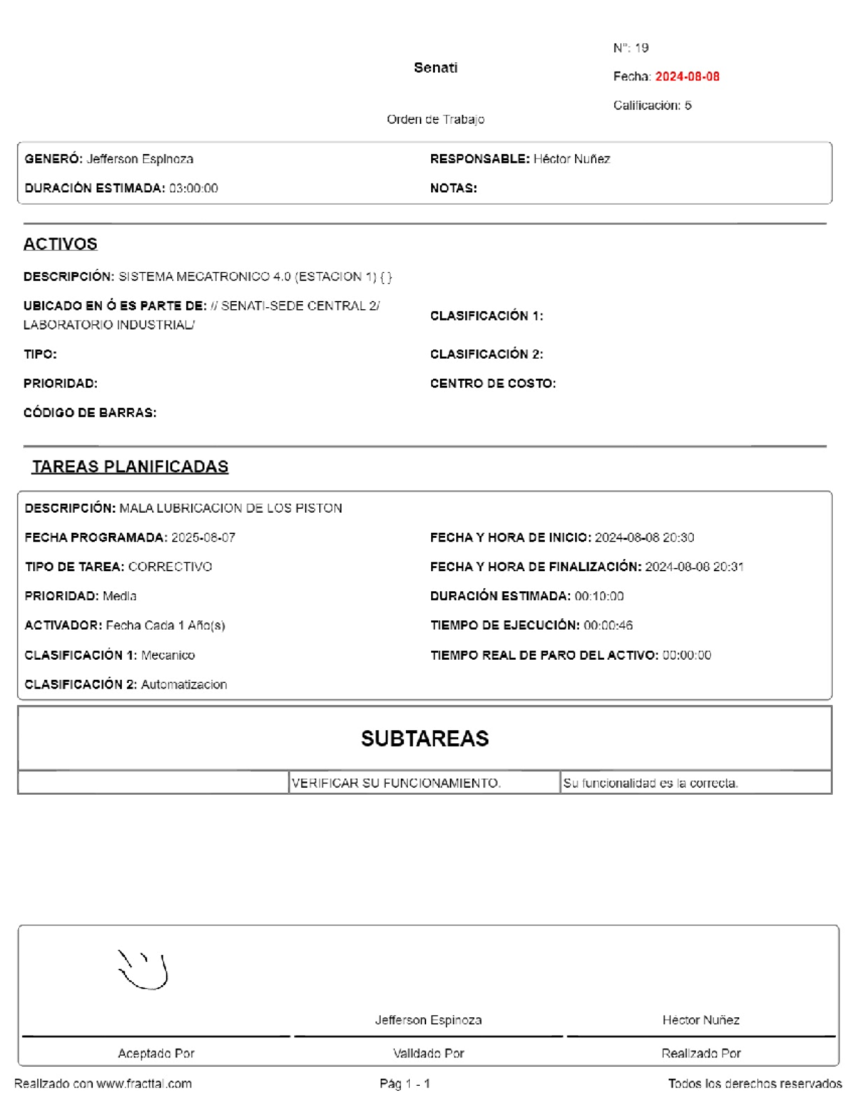 Orden de Trabajo 19 - adasdas - N°: 19 Senati Fecha: 2024-08-08 ...