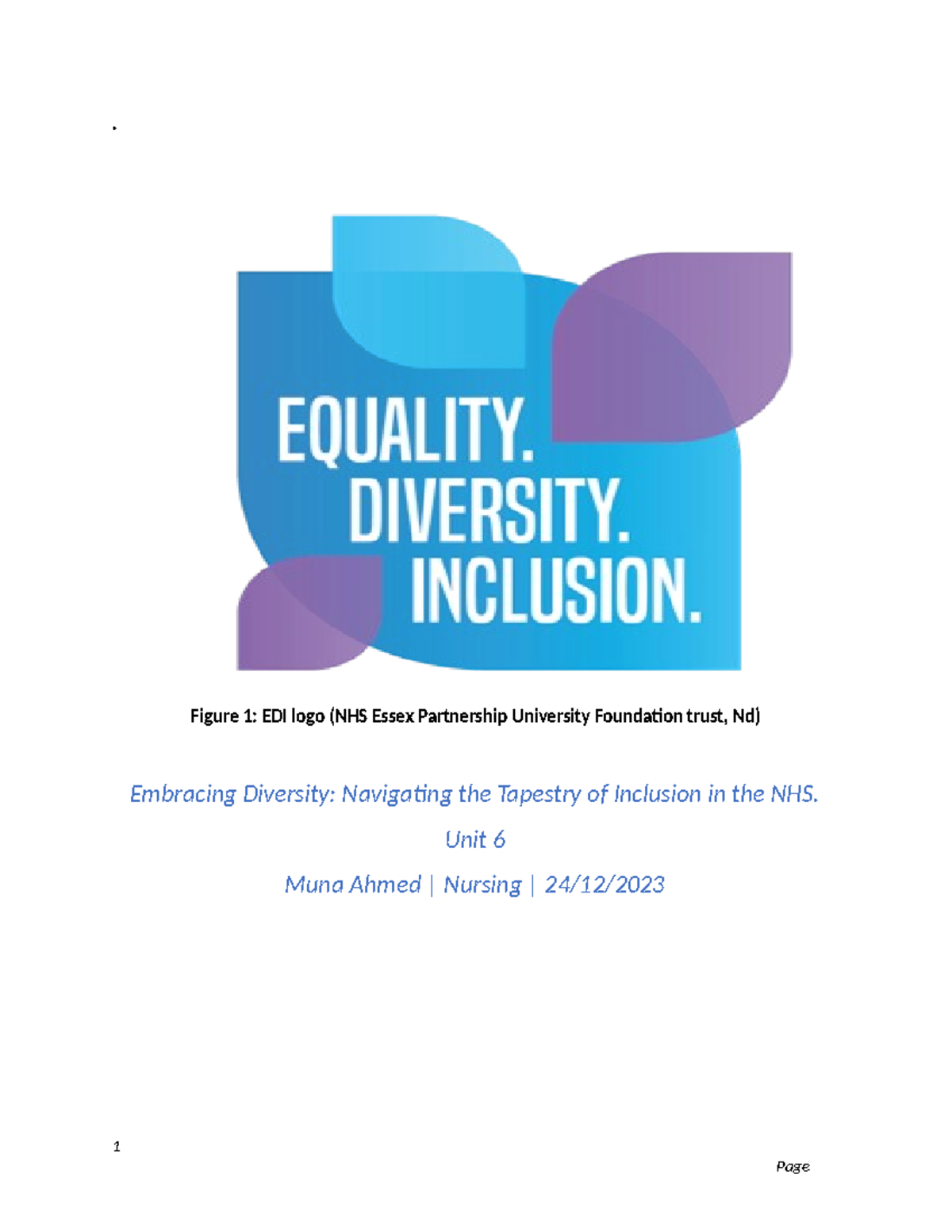 Unit 8 - script - . Figure 1: EDI logo (NHS Essex Partnership ...