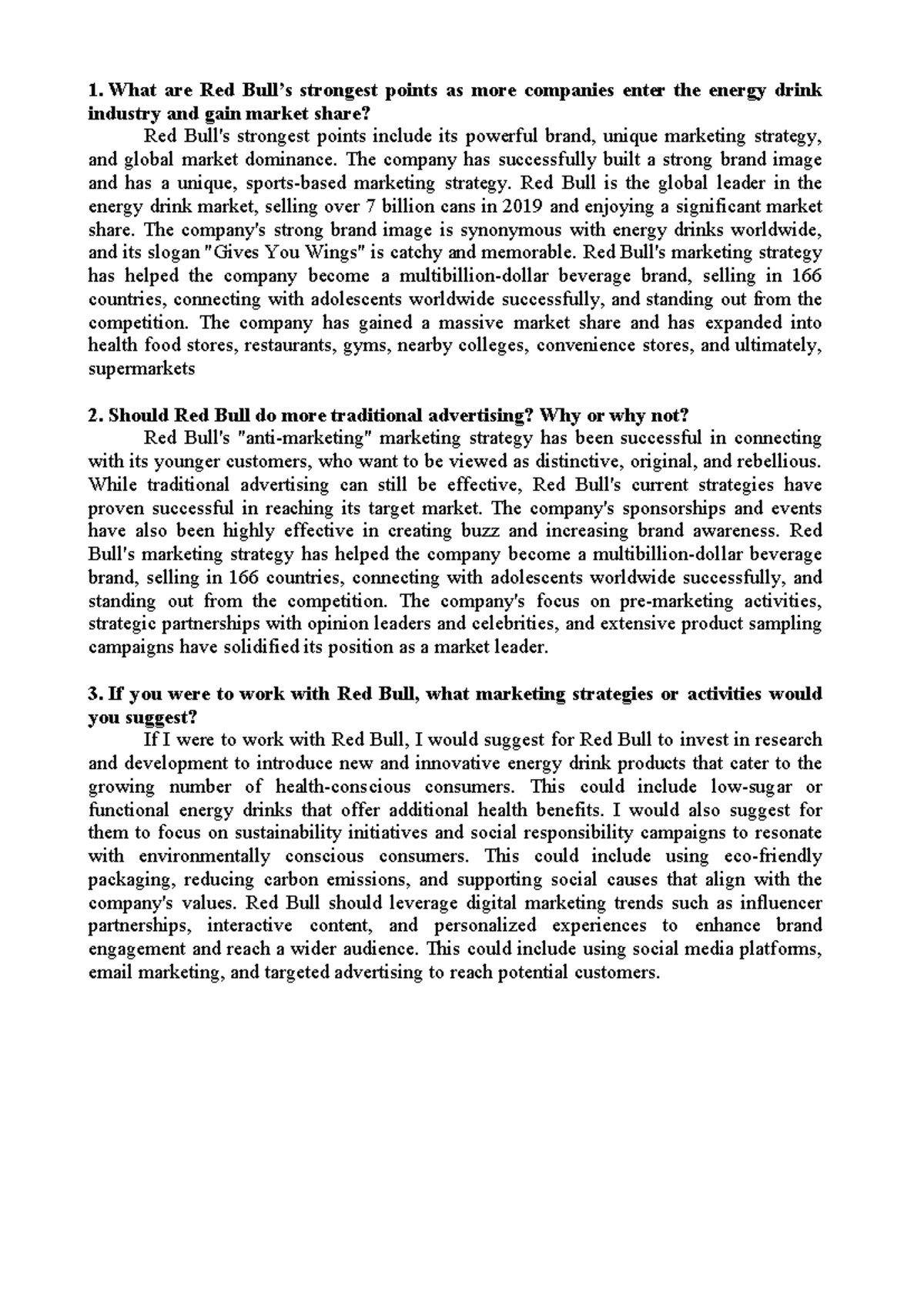 07 Activity 1 Red Bulls - What are Red Bull’s strongest points as more ...