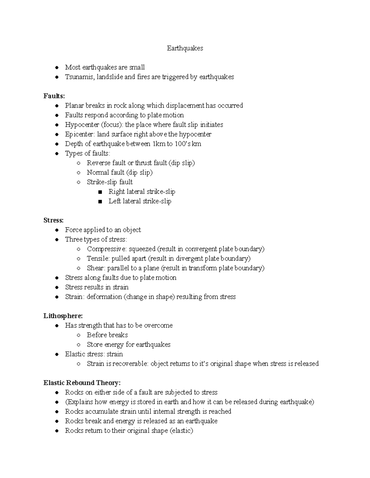 General Geology Notes 10 2 17 - 10 4 17 - 10 9 17 - Earthquakes Most ...
