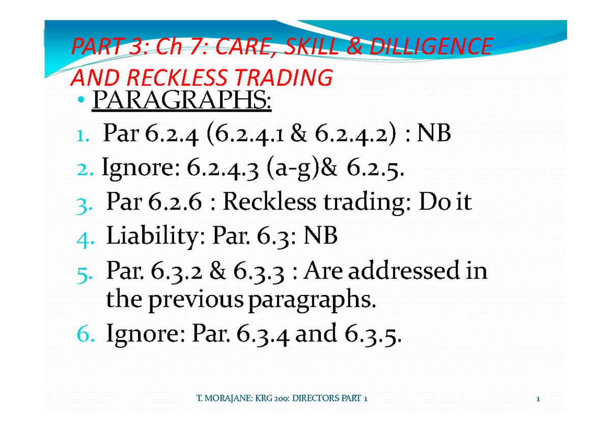 CH 7 PART 3 NON Narrated Version - PART 3: Ch 7: CARE, SKILL ...