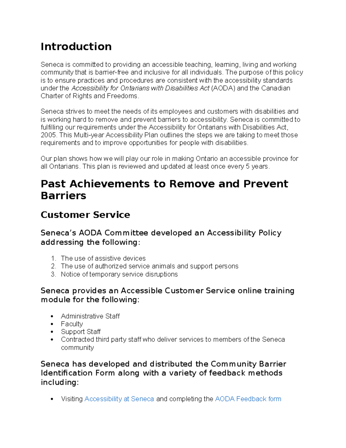 Test - Assignment-1 - Introduction Seneca is committed to providing an ...