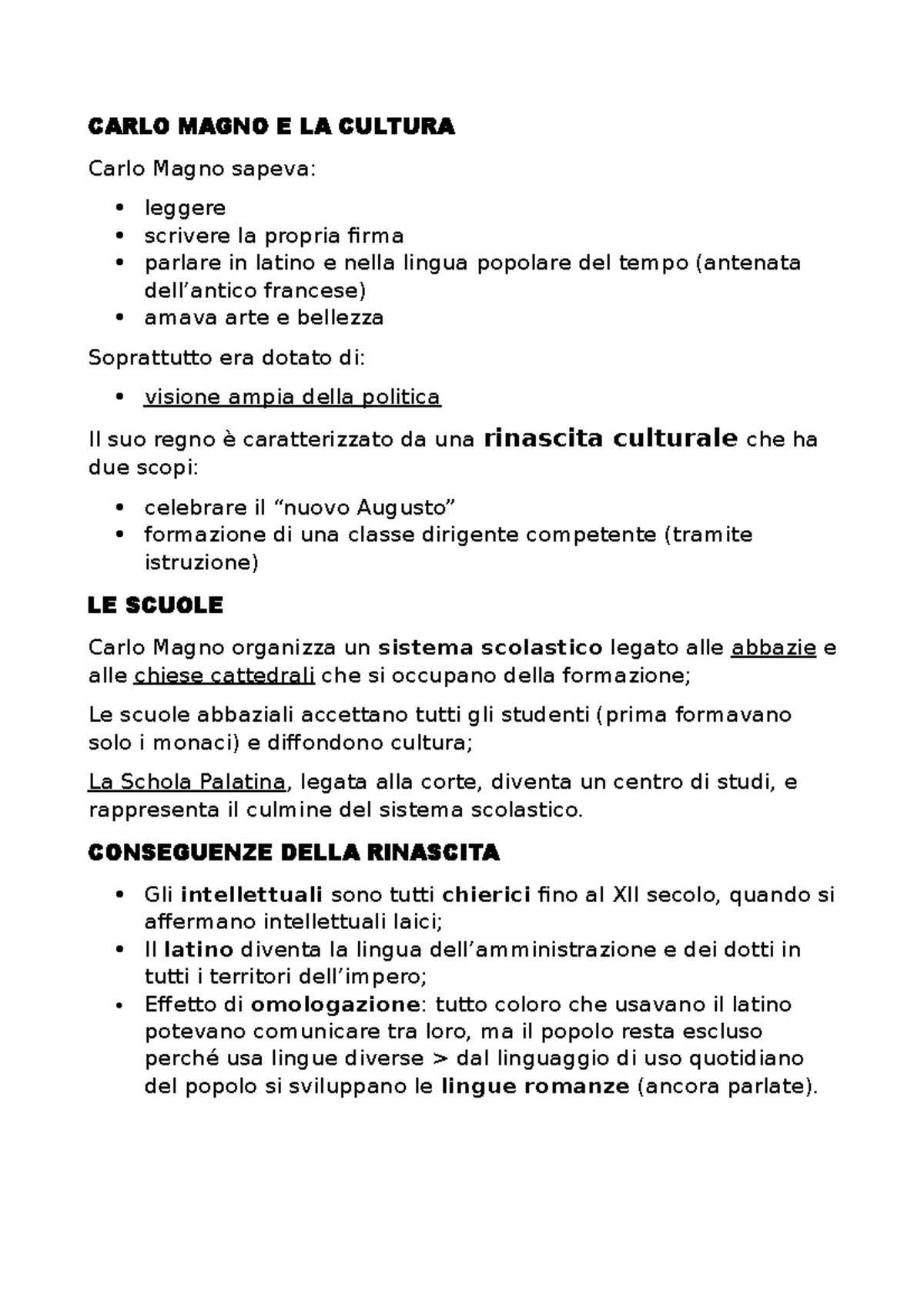 Carlo Magno E LA Cultura - CARLO MAGNO E LA CULTURA Carlo Magno sapeva ...