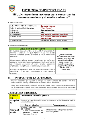 E1 S2 Leemos una infografía sobre el cambio climático - SESIÓN DE APRENDIZAJE N° 02 “Leemos ...