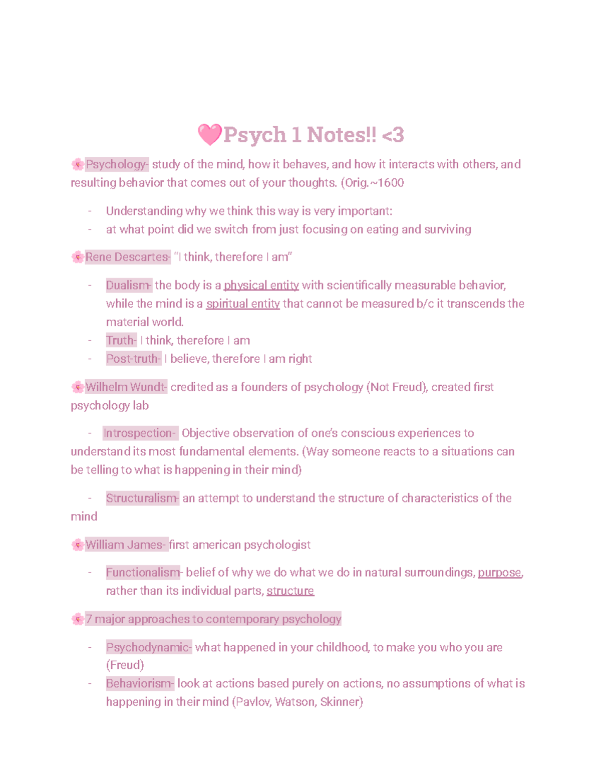 Psych 1 Notes ㄟ(≧ ≦)ㄏ - 🩷Psych 1 Notes!!
