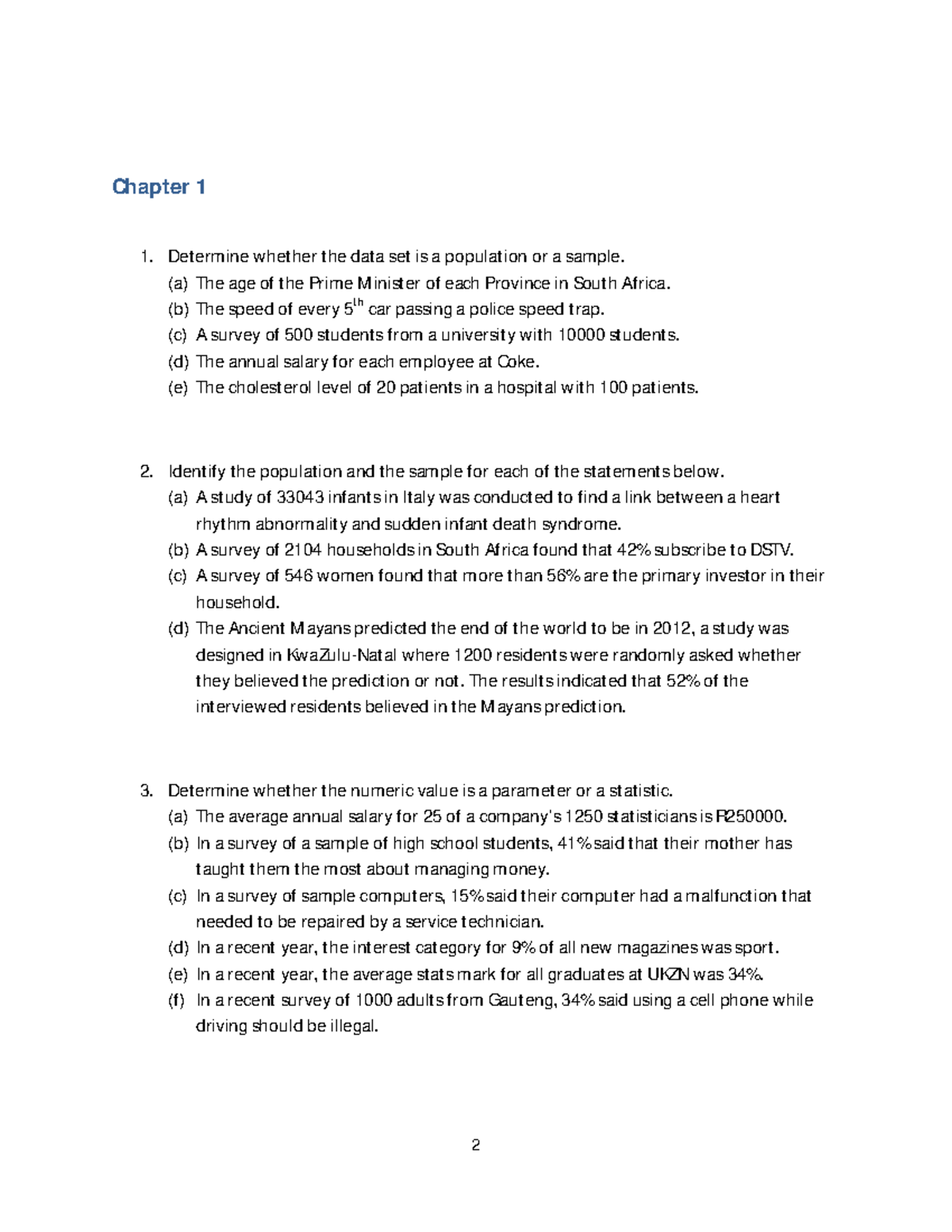 Tut 1 - IT IS FOR TUTORIALS - 2 Chapter 1 Determine whether the data ...