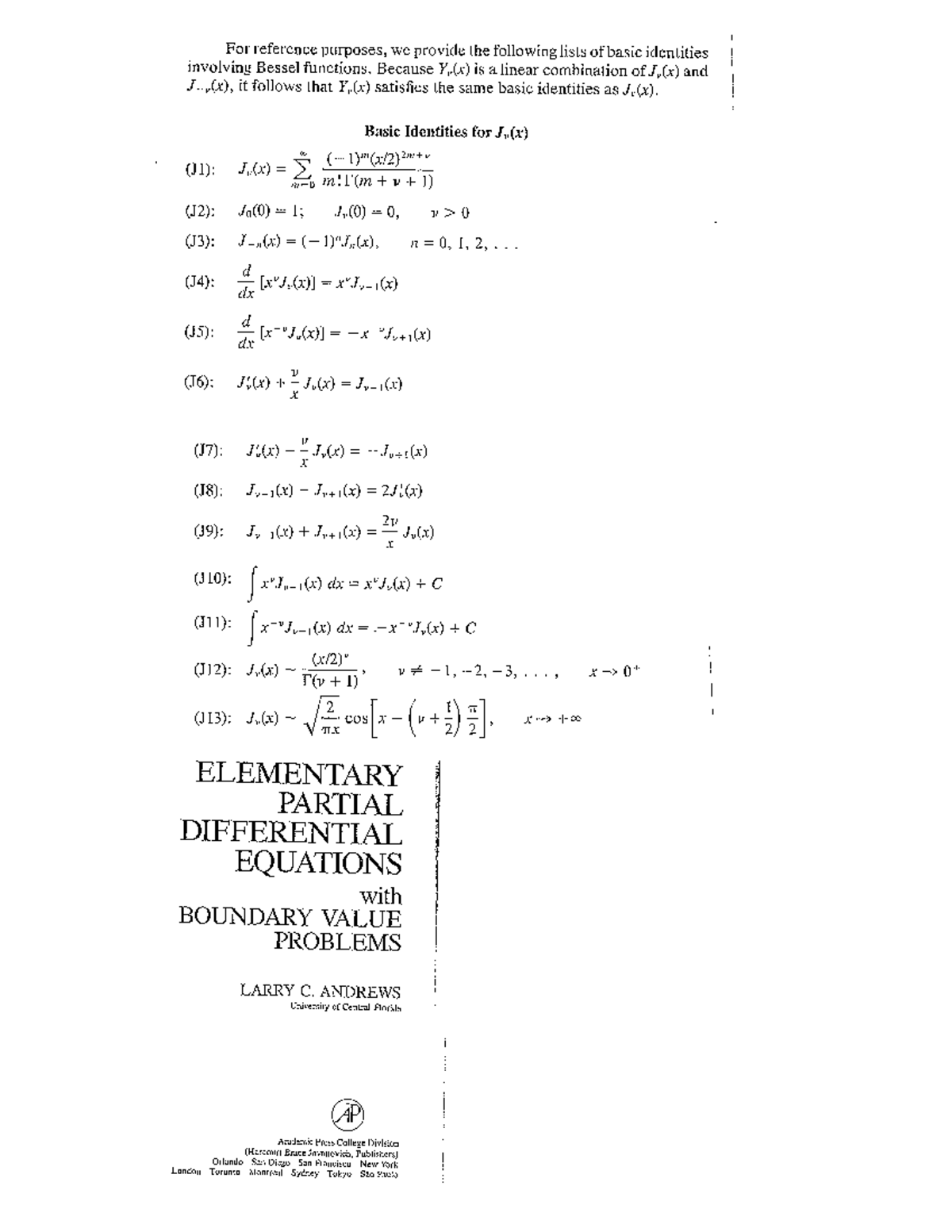Bessel Function Identities - CBE 503 - Studocu