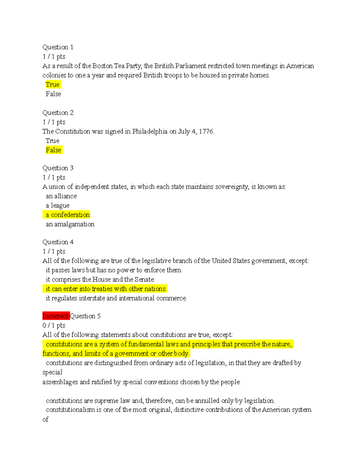 Chapter 1 Mini Homework Attempt 3 - Question 1 1 / 1 pts As a result of ...