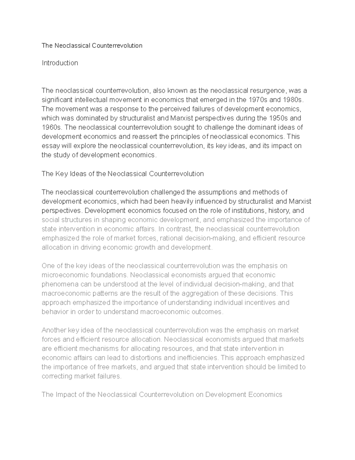 The Neoclassical Counterrevolution - The Neoclassical Counterrevolution ...