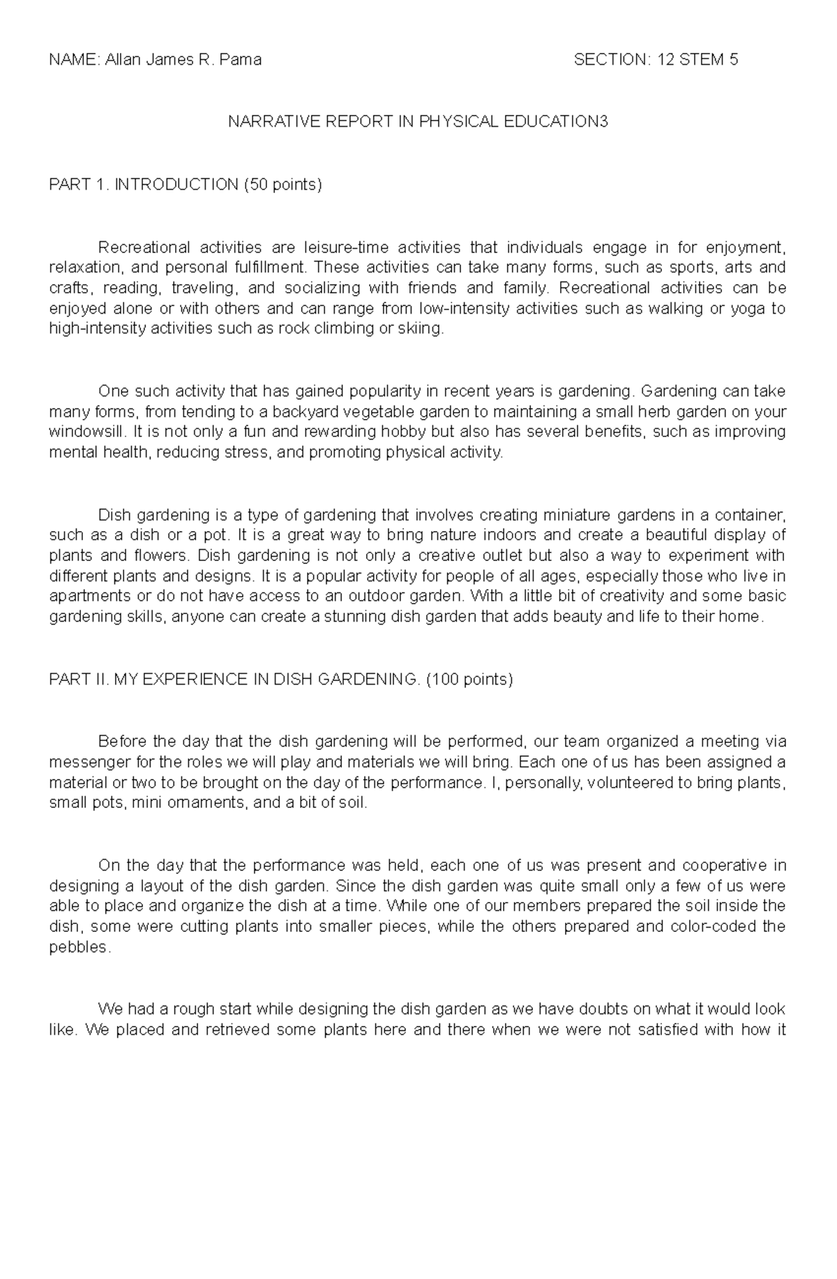 Activity - It will help you - NAME: Allan James R. Pama SECTION: 12 ...