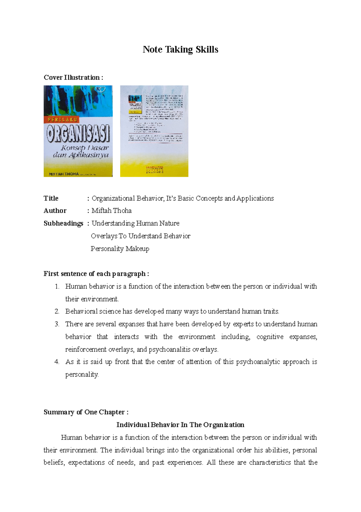 Note Taking Skills (Example Application) - Note Taking Skills Cover ...