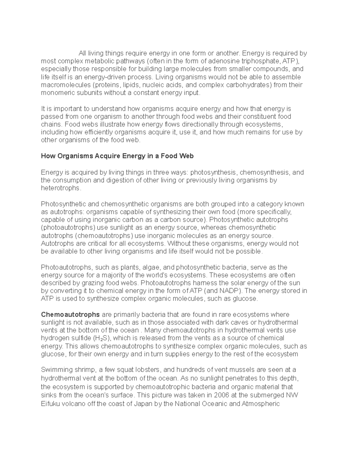 Energy FLOW Through Ecosystem - All living things require energy in one ...