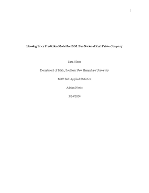 MAT 240 Module Five - Coursework - Hypothesis Testing for Regional Real ...