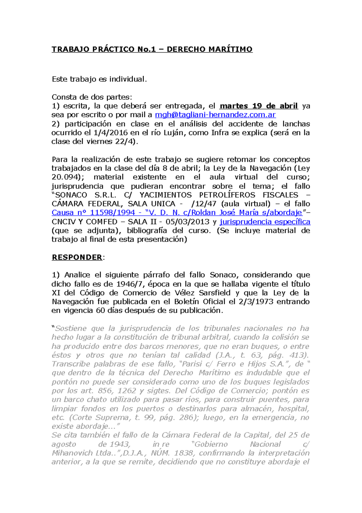 Trabajo Práctico Buque - abordaje conf Mil Aulas - TRABAJO PRÁCTICO No ...