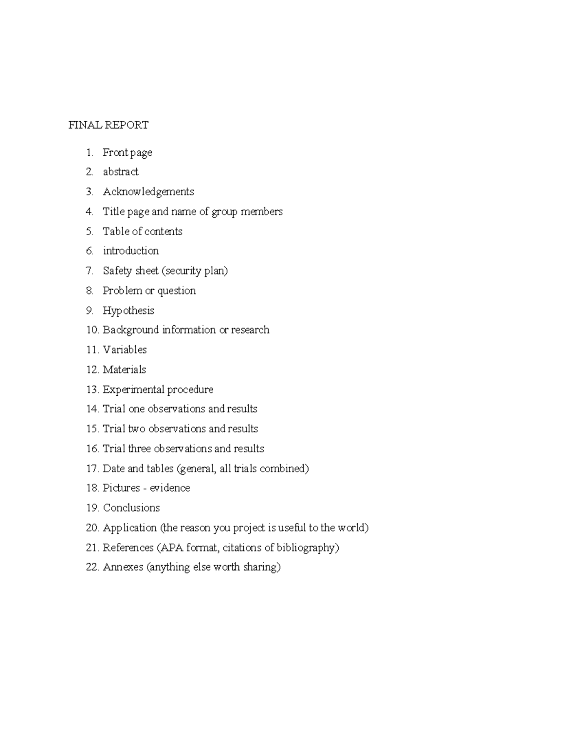 Final Report Science FAIR - FINAL REPORT Front page abstract ...