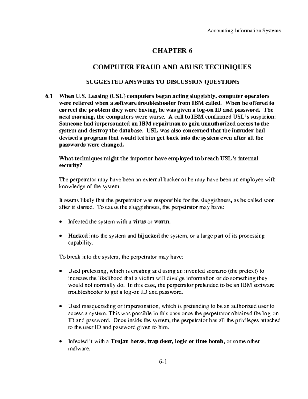 Computer Fraud - Accounting Information Systems 6- CHAPTER 6 COMPUTER ...