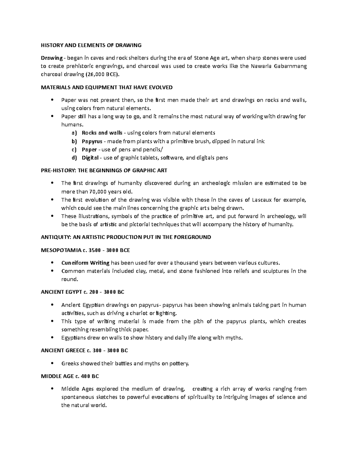 History AND Elements OF Drawing - HISTORY AND ELEMENTS OF DRAWING ...