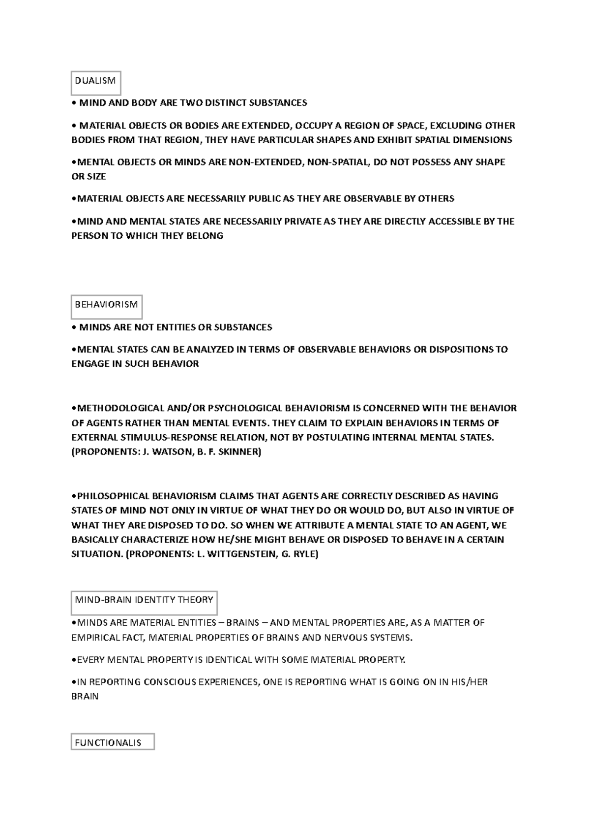 Dualism - Philosophy of mind - DUALISM • MIND AND BODY ARE TWO DISTINCT ...