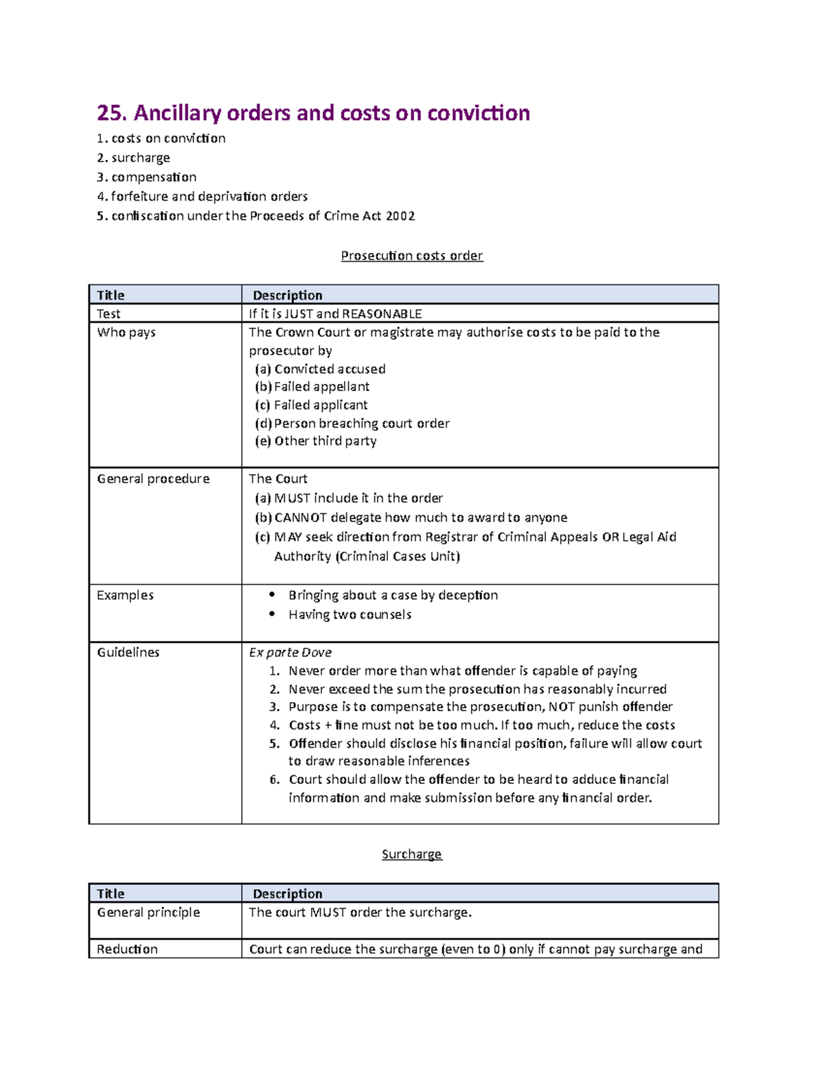 25 Ancillary orders and costs on conviction - 25. Ancillary orders and ...