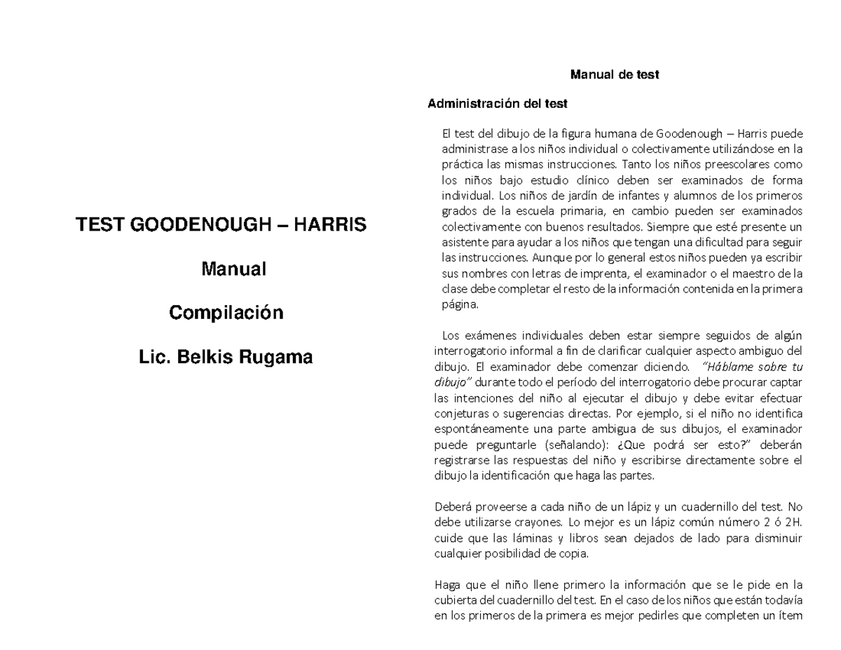 Test Goodenough- Harris Completo - TEST GOODENOUGH – HARRIS Manual ...