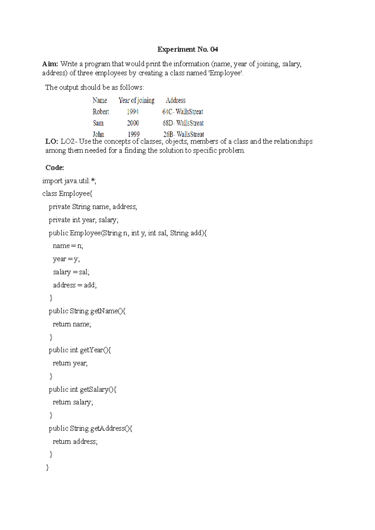 Java Assign 2 Mangesh Pangam Experiment No 04 Aim Write A Program