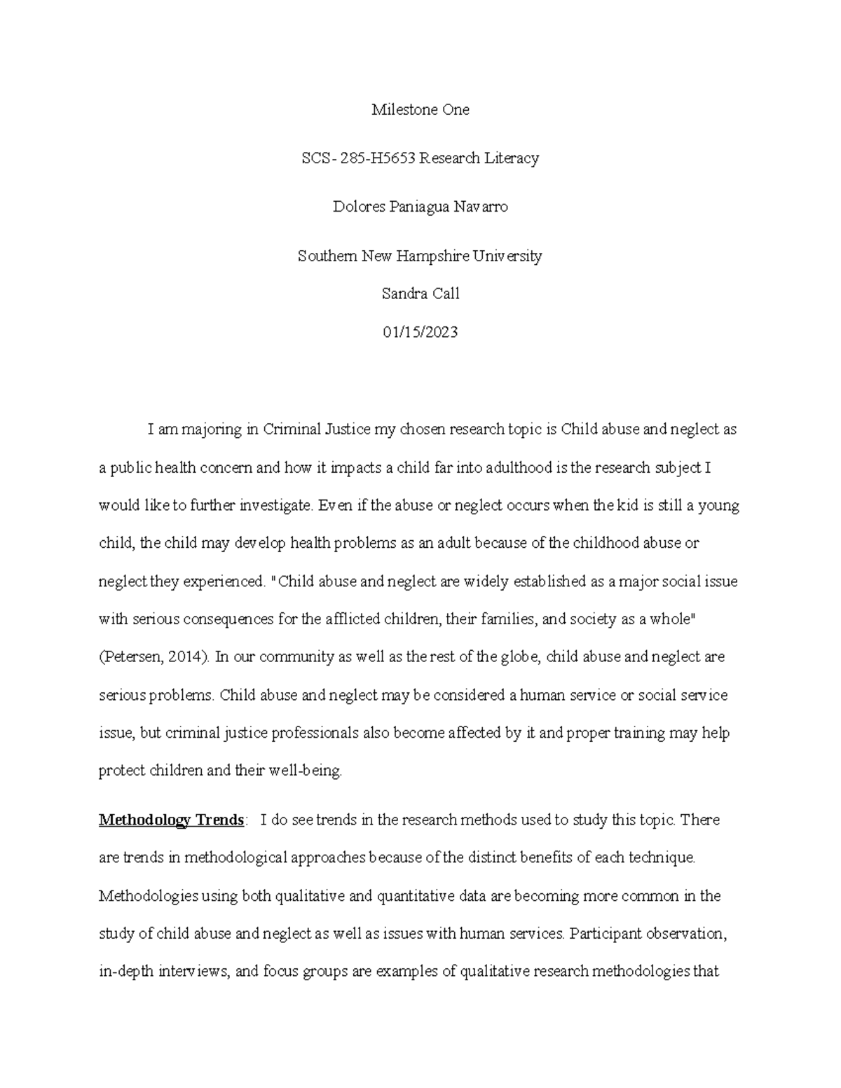 SCS 285 - Milestone One - Milestone One SCS- 285-H5653 Research ...