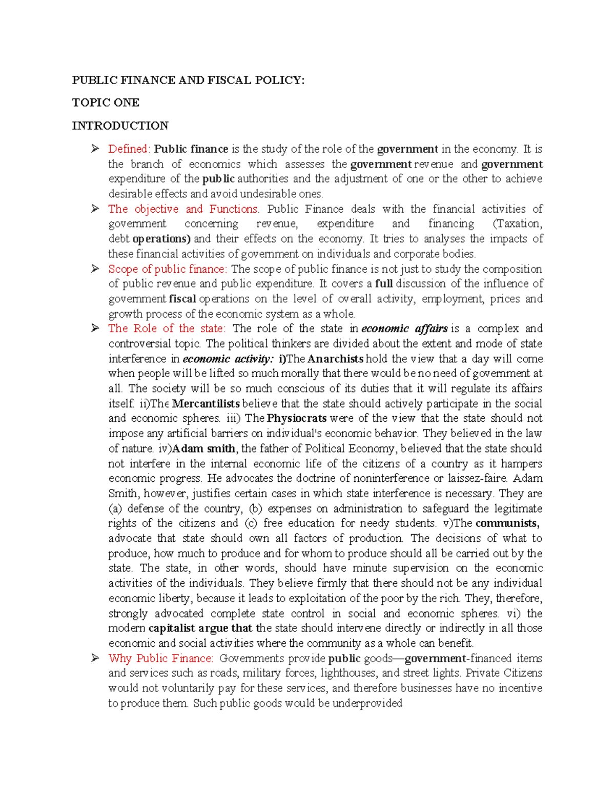 Public Finance AND Fiscal Policy ( Notes) - PUBLIC FINANCE AND FISCAL ...