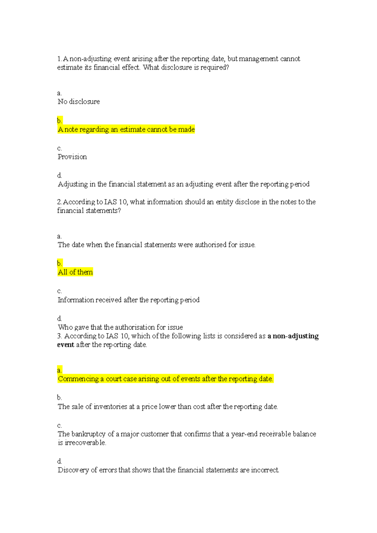 Quizzes- Topic-9 - kế toán quốc tế 1 - 1 non-adjusting event arising ...