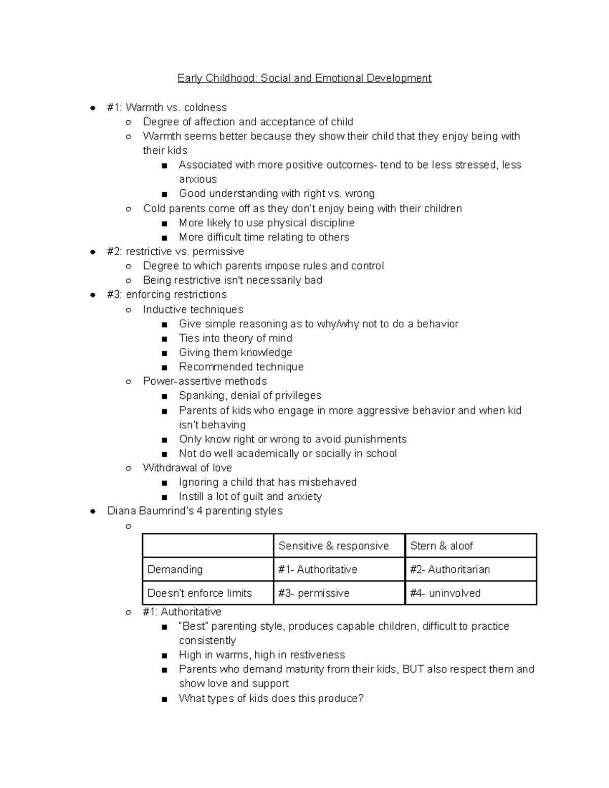 Class Notes Ch.10 Early Childhood Social and Emotional Development ...