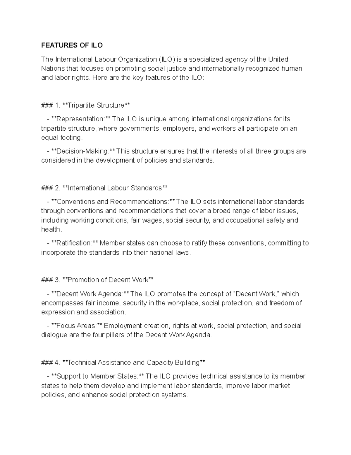 Featurs of ilo - Features of ILO - FEATURES OF ILO The International ...