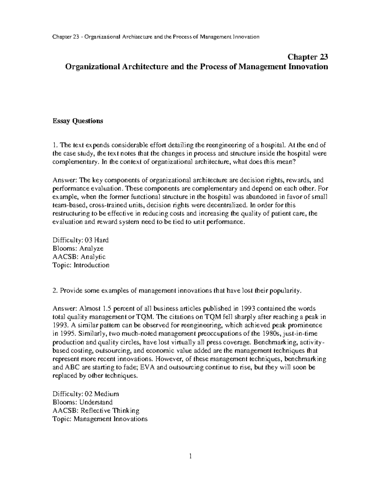 Chap023 - ECON221 - Chapter 23 Organizational Architecture and the Process of Management ...