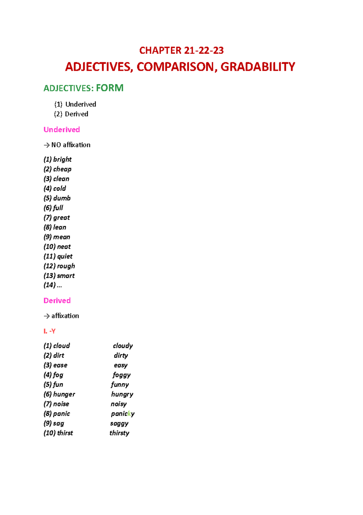 Chapter 21 adjectives - CHAPTER 21-22- ADJECTIVES, COMPARISON ...