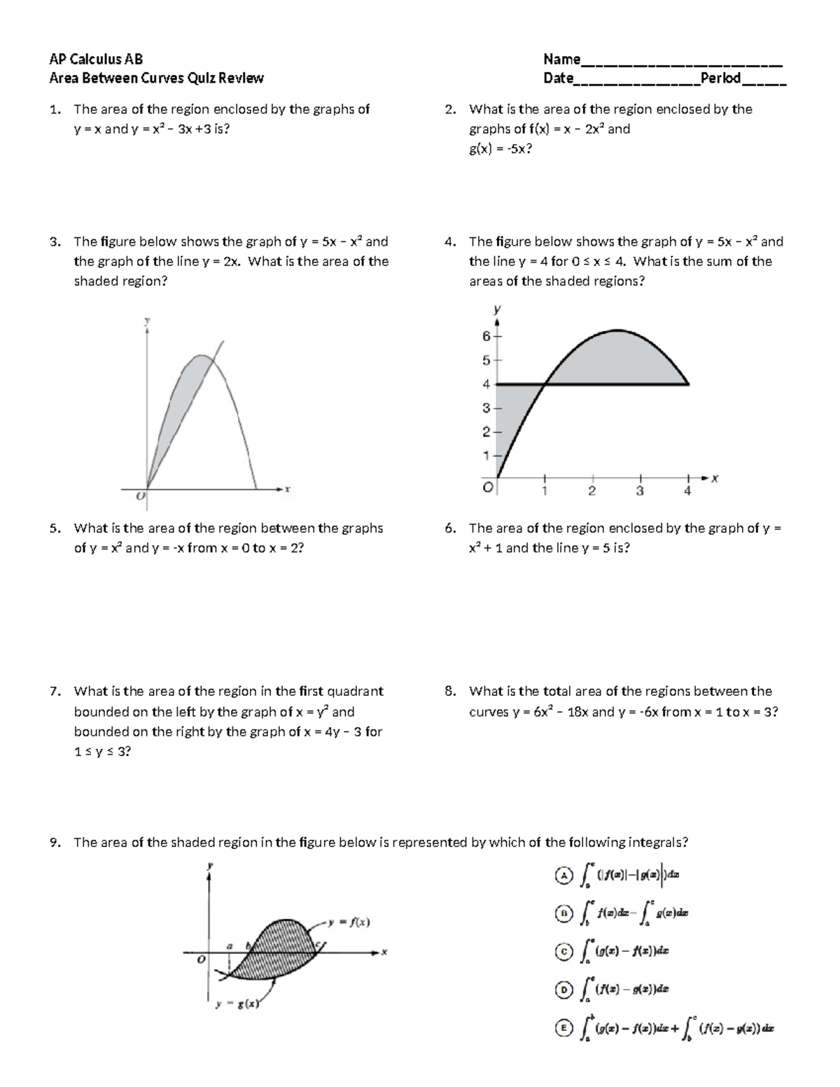 AP Calc AB RWS 8 - sdfsdfsd - AP Calculus AB Name ...