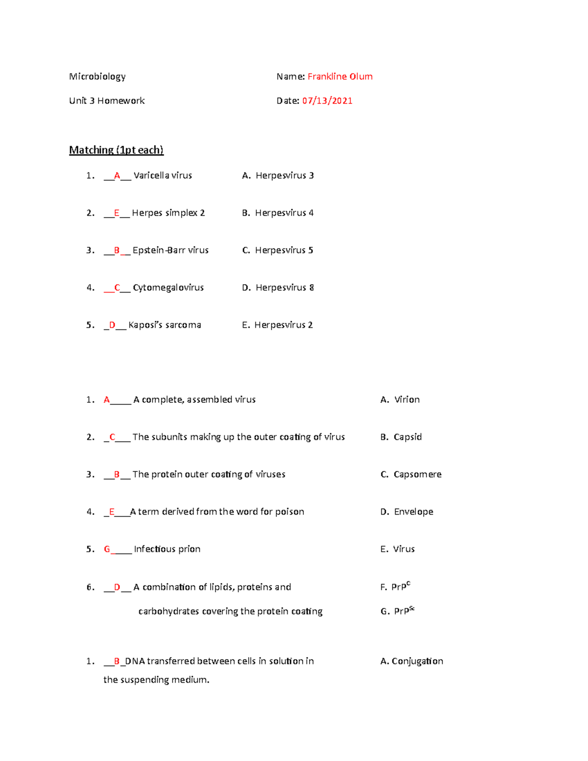 Unit 3 homework - Microbiology Name: Frankline Olum Unit 3 Homework ...