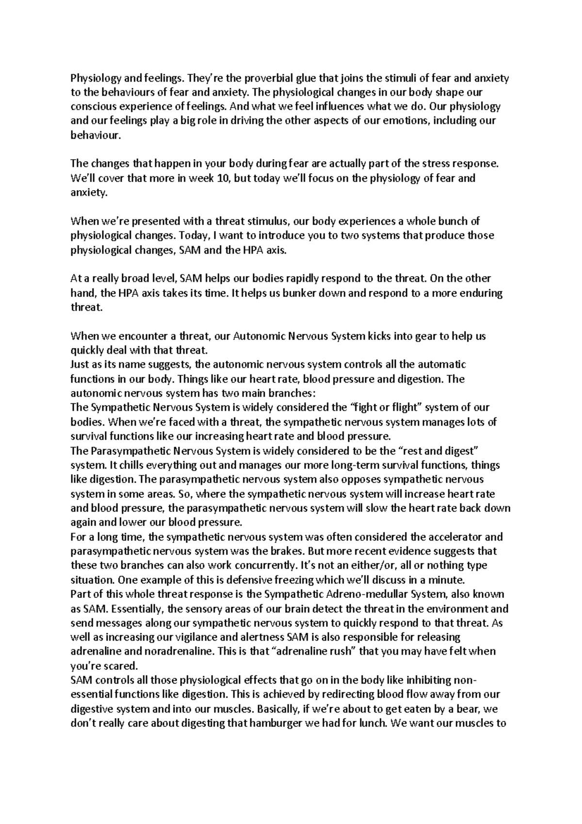 Week3 Lecture 2- Generalised anxiety disorders transcript - Physiology ...