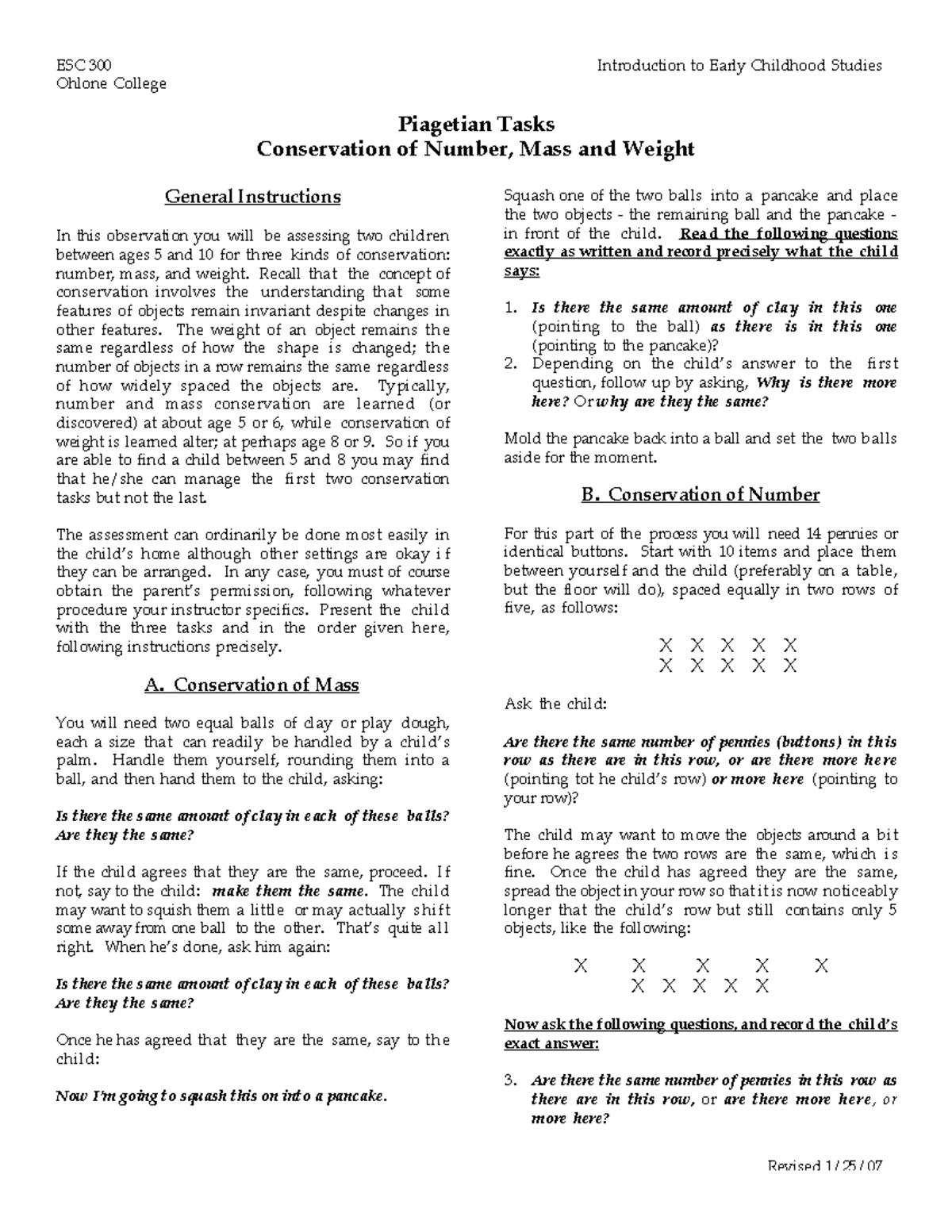132862857 conservation task by jean piaget - ESC 300 Introduction to ...