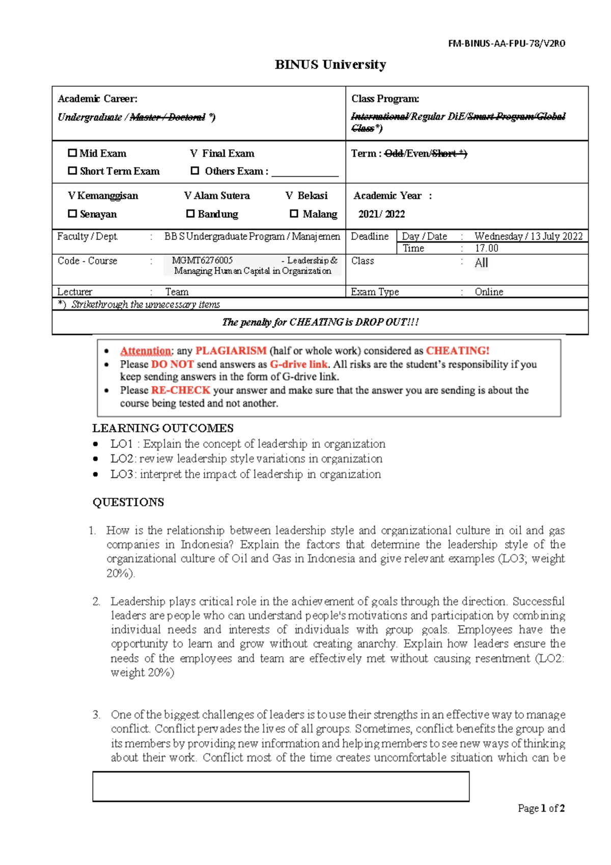 20220617050357 MGMT6276005 FIN RCQuestion - FM-BINUS-AA-FPU-78/V2R Page ...