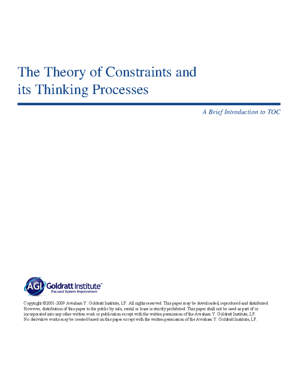 S2 R1 - TOC Introduction White paper - The Theory of Constraints and ...