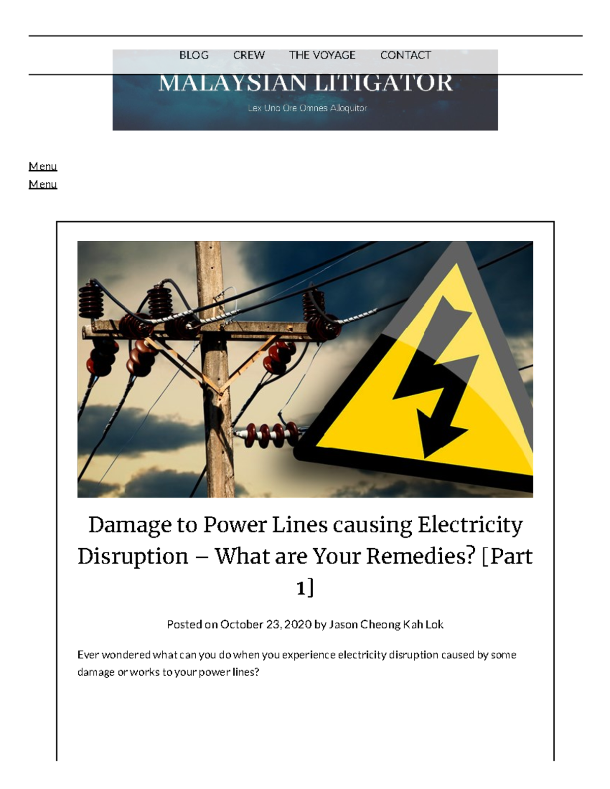 Damage to Power Lines causing Electricity Disruption – What are Your ...