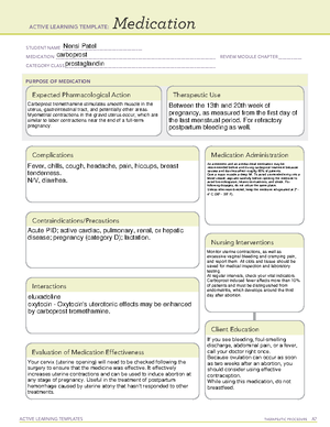 Pitocin - Med - medication template - ACTIVE LEARNING TEMPLATES ...