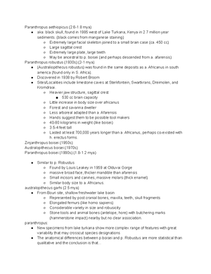 Early hominids - taken with Instructor Dr. Robert Wall - Late miocene ...