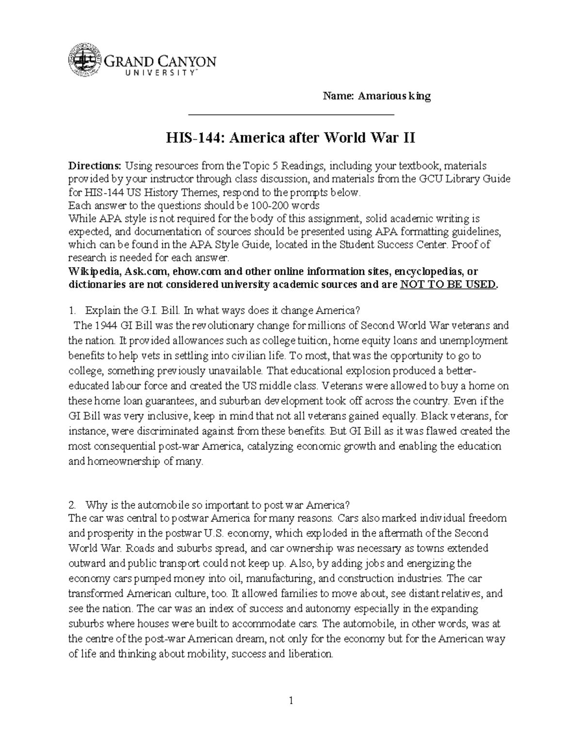 HIS-144-RS-America after WWII Worksheet - Name: Amarious king HIS-144 ...