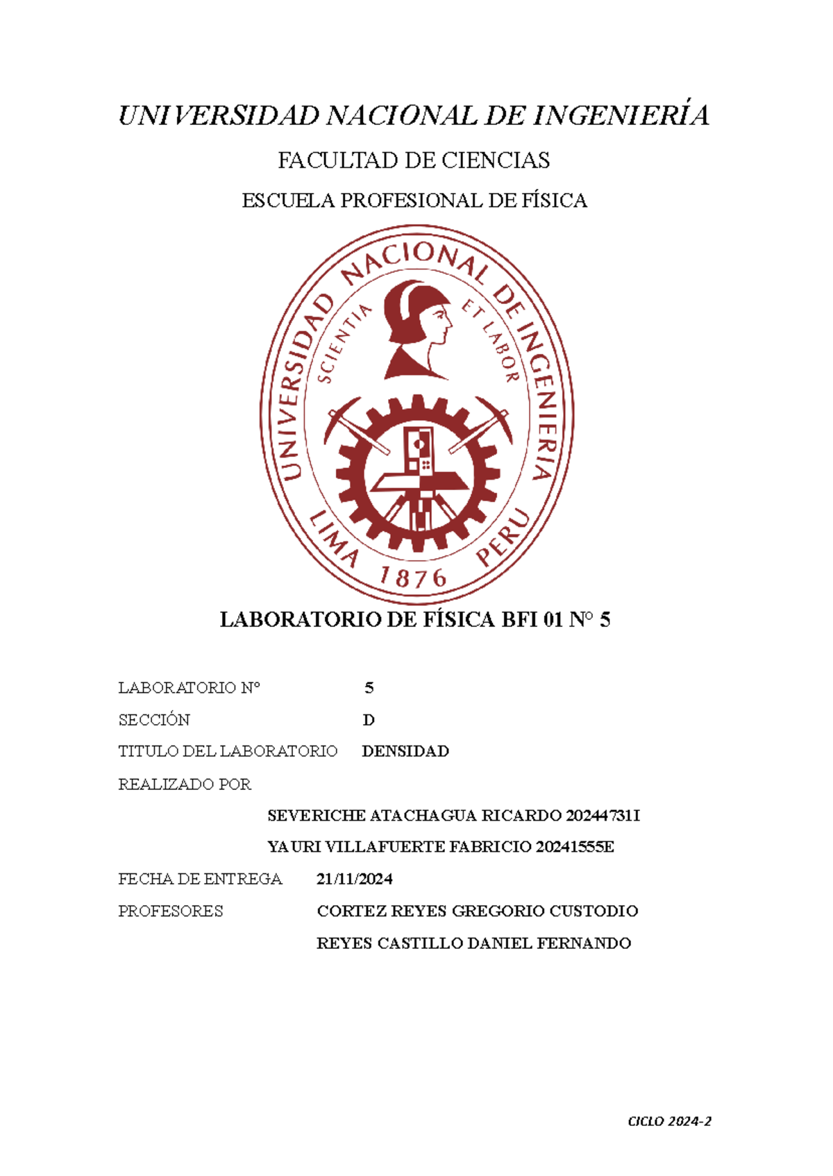 Densidad merged - Informe :v - UNIVERSIDAD NACIONAL DE INGENIERÍA ...