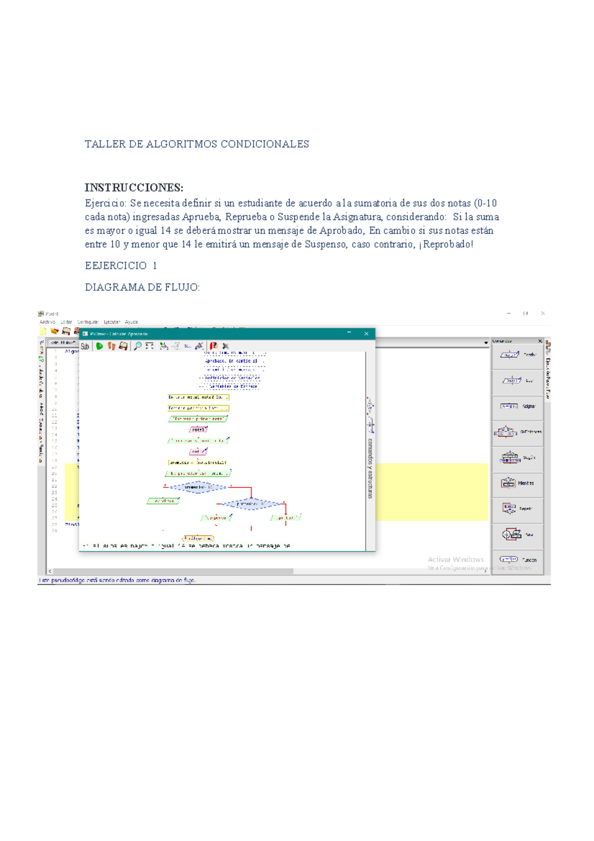 Taller algoritmo -computacion - Computacion I - TALLER DE ALGORITMOS ...
