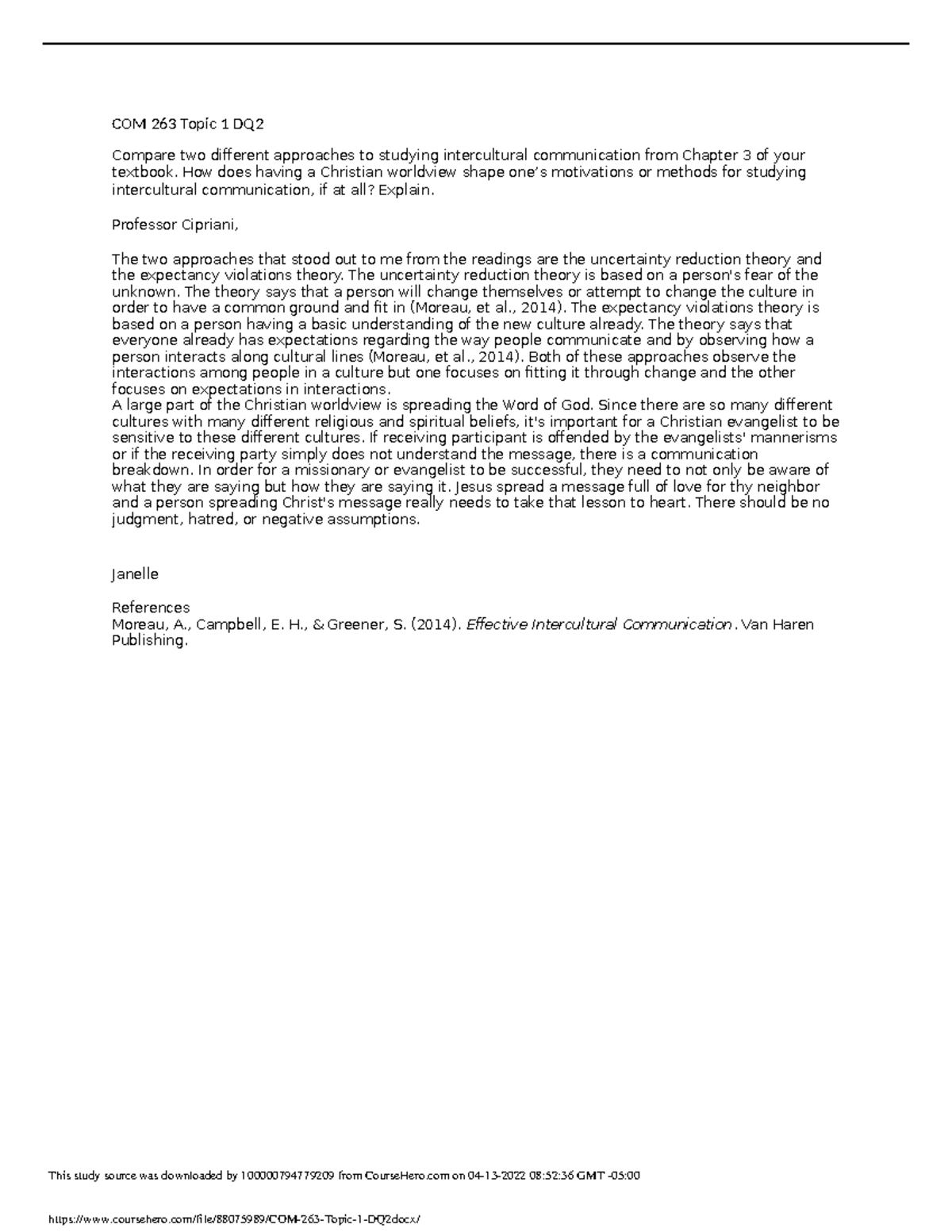 COM 263 Topic 1 DQ2 - Discussion question - COM 263 Topic 1 DQ2 Compare ...