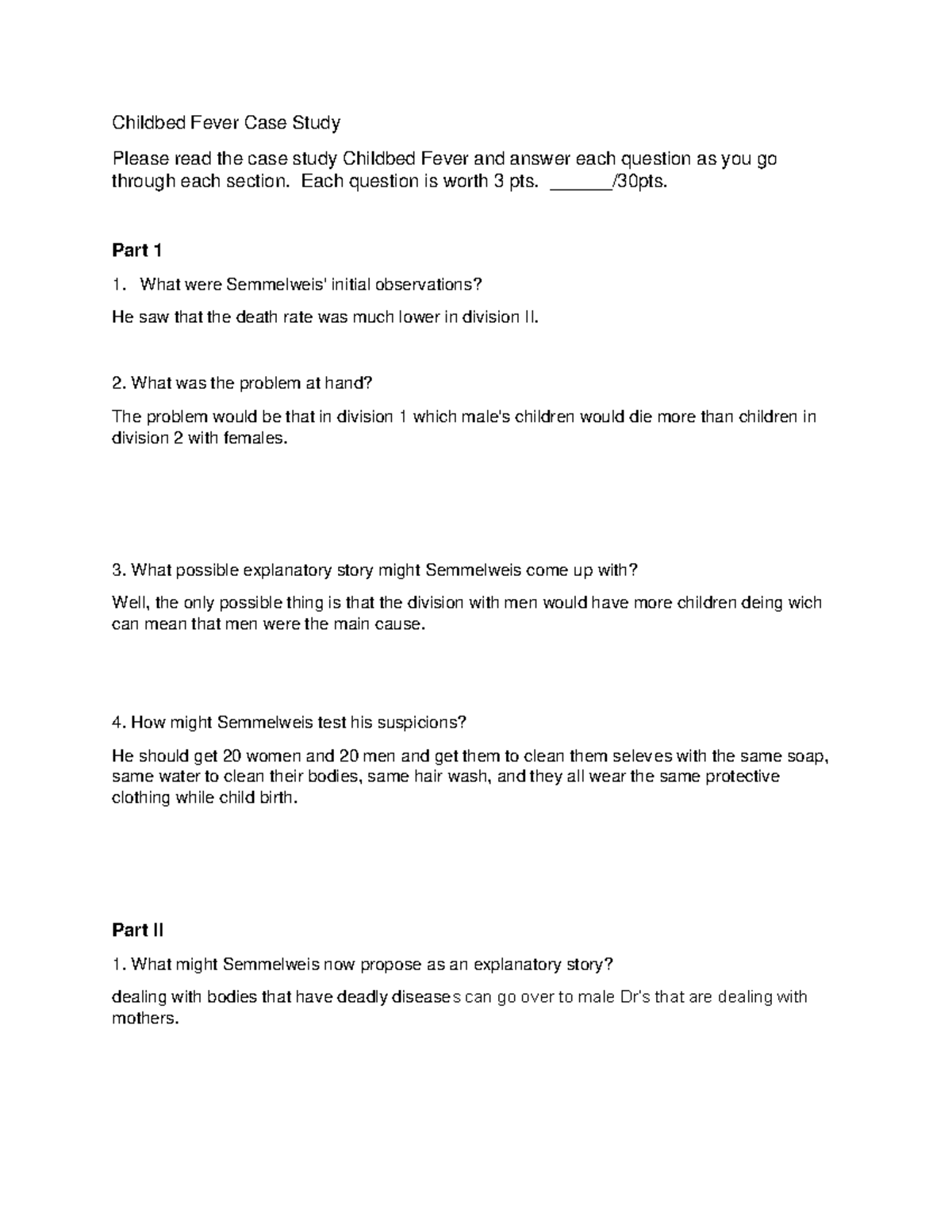 Sc491b-u1l9childbed-Ju Torre - Childbed Fever Case Study Please read ...