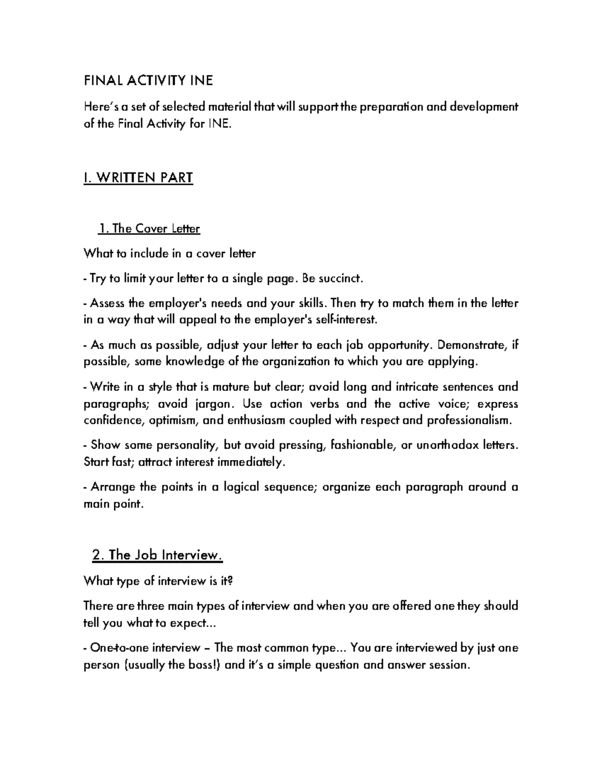 Microsoft Word - Final Activity INE - FINAL ACTIVITY INE Here’s a set ...