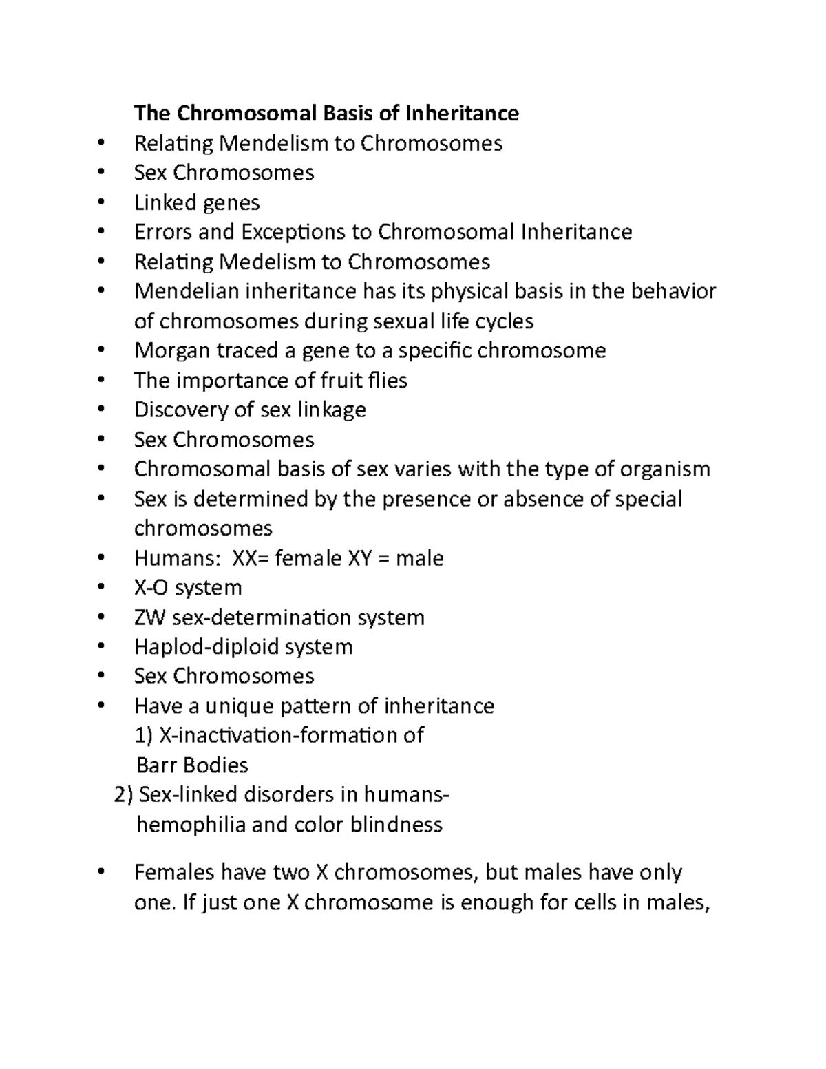 The Chromosomal Basis Of Inheritance Lecture Notes The Chromosomal Basis Of Inheritance